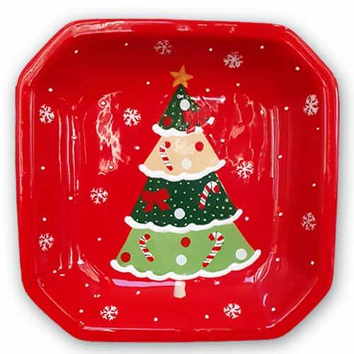 Importadora DecoHouse :: Plato Octagonal Rojo Arbol 31cms